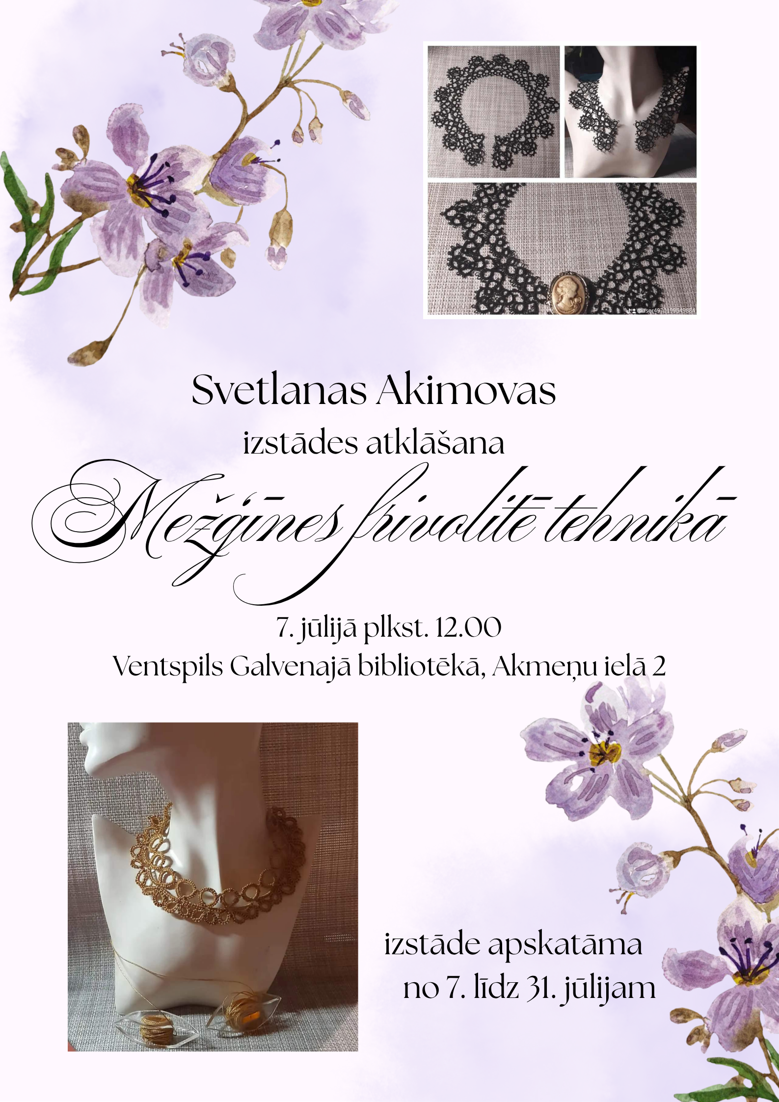 Opening of Svetlana Akimova's handicraft exhibition "Lace in Frivolity ...