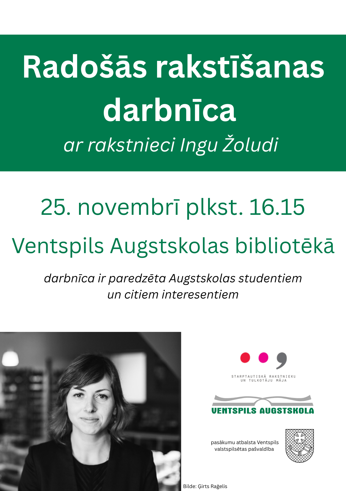 Atelier d'écriture créative avec l'écrivaine Inga Žoludi en ...